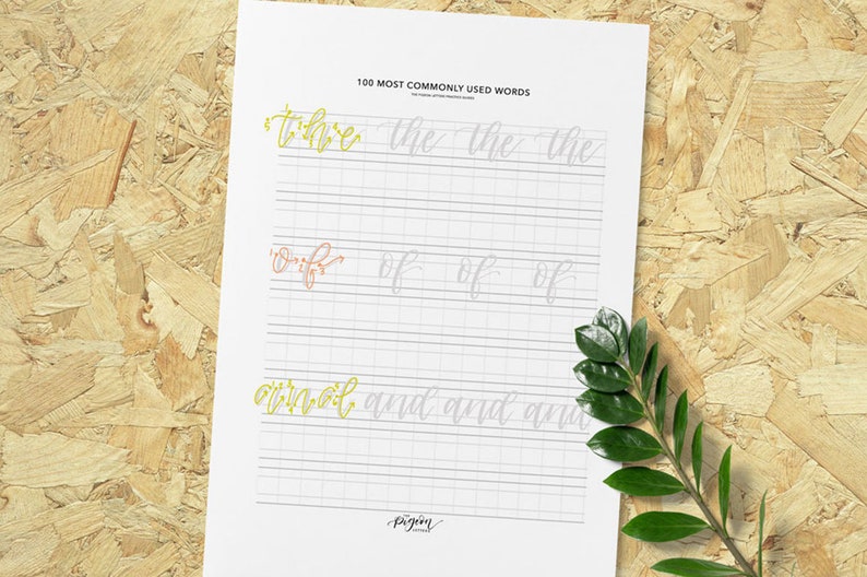 Top 100 Most Used Words 33 Pages Lettering Practice Sheets | Etsy