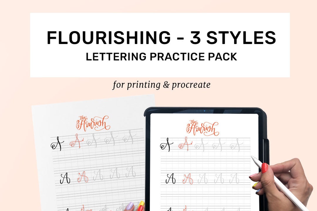 Calligraphy Flourish Practice Sheets | 3 Ways to Create Flourished ...