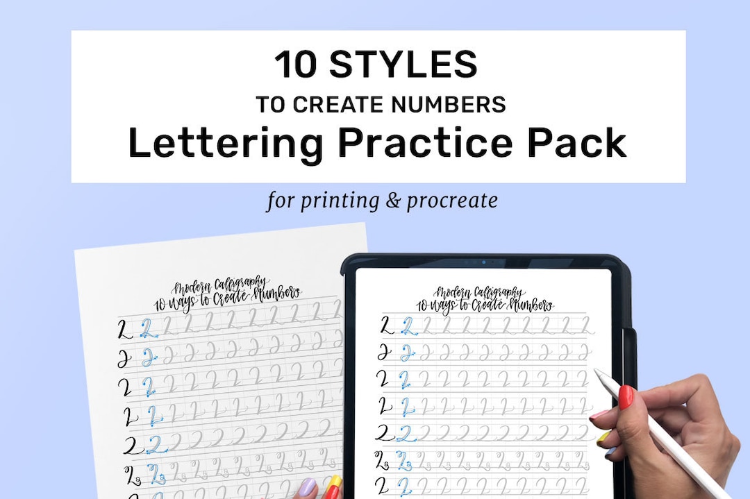 Modern Calligraphy Practice Sheets | 10 Ways to Create Numbers ...