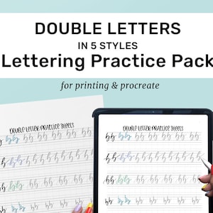 5 Styles Double Letter Practice Sheets Hand Letter the | Etsy