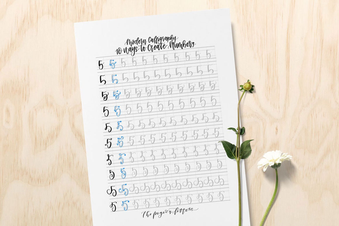 Modern Calligraphy Practice Sheets 10 Ways to Create Numbers - Etsy