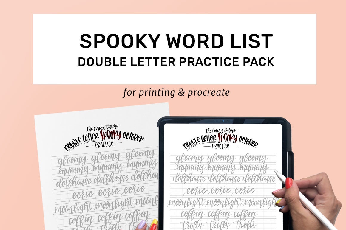 Practice Sheets Spooky DOUBLE LETTER Words for October | Etsy