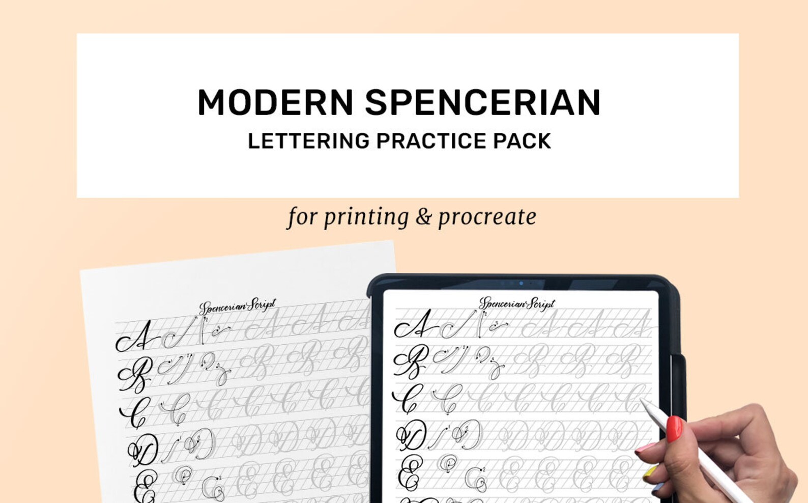 Modern Spencerian Script Lettering Practice Guide Hand | Etsy