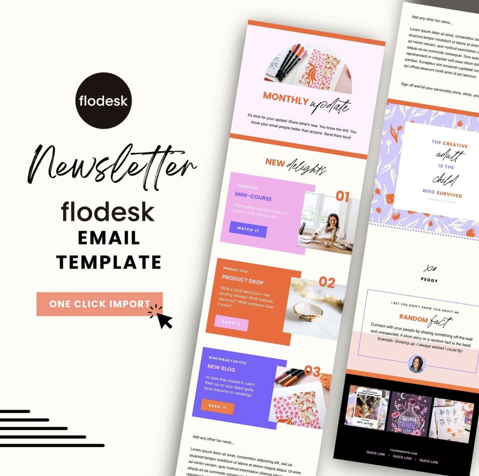 Colorful Flodesk Email Template for Newsletters - Candyjay - Etsy