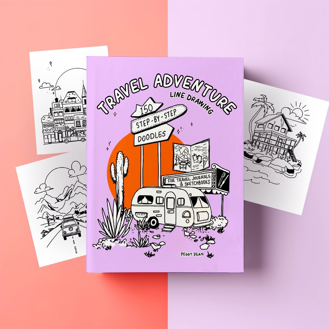 Travel Adventure Line Drawing by Peggy Dean - Etsy