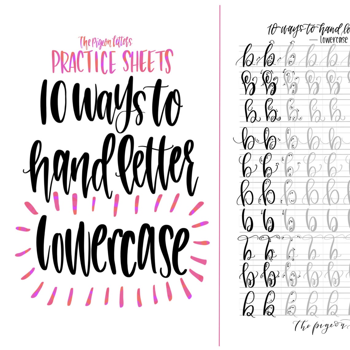 Hand Lettering Practice Sheets 10 Ways to Hand Letter the - Etsy