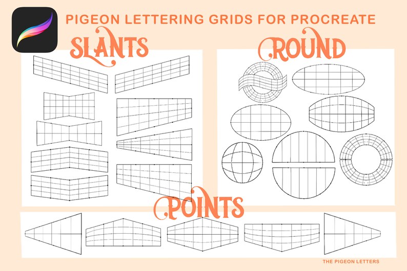 Procreate Lettering Grid Template Bundle Pigeon Grids 50 Etsy