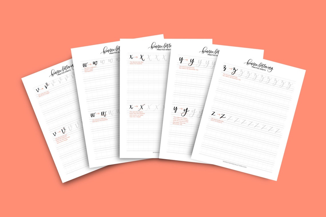 Bounce Lettering Practice Sheets TWO Versions of Each Letter - Etsy