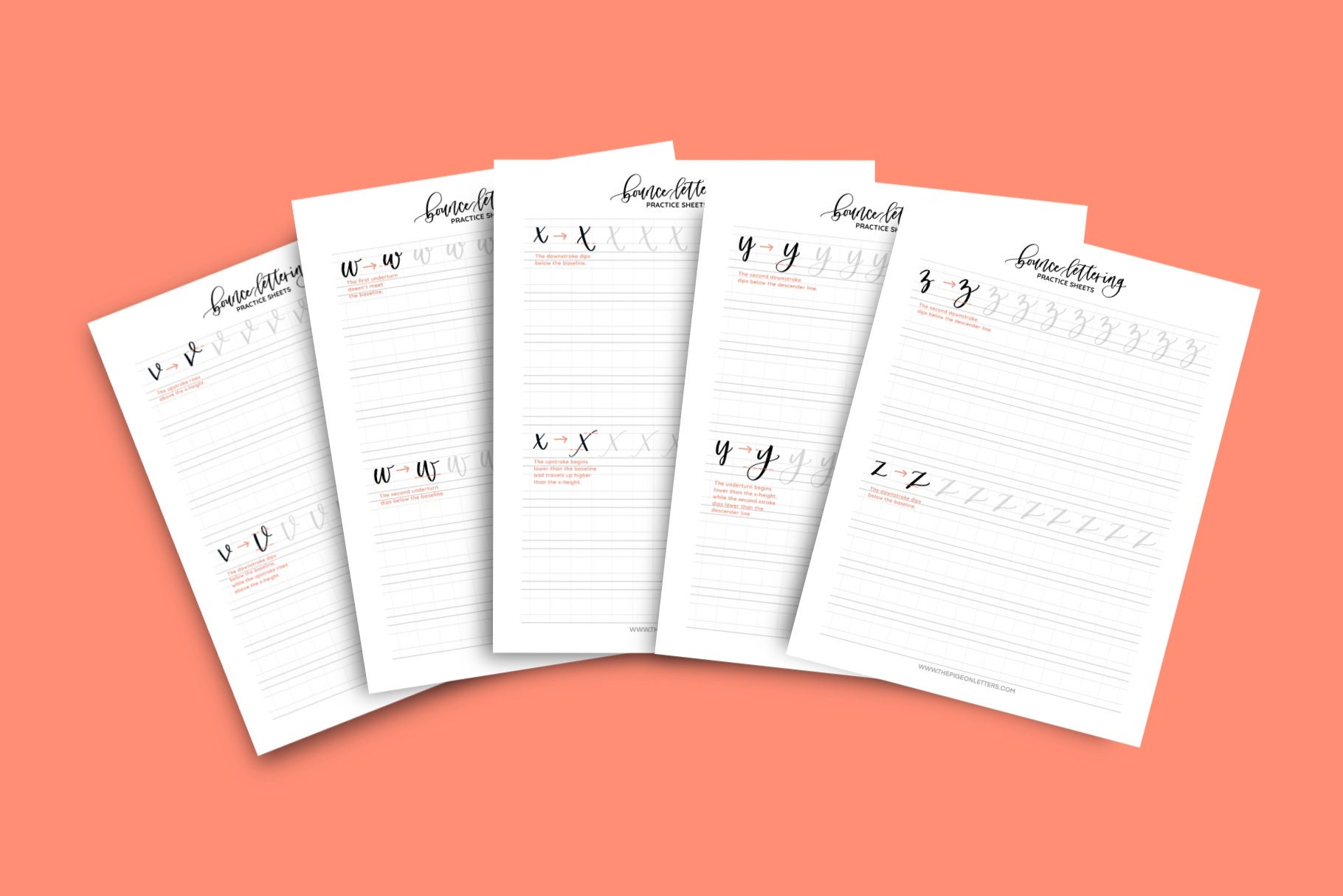 Bounce Lettering Practice Sheets TWO Versions of Each Letter - Etsy