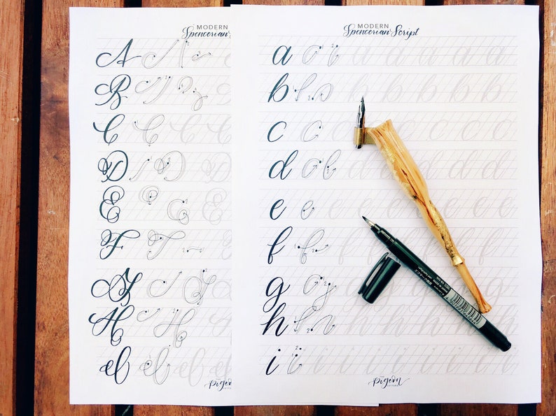 Modern Spencerian Script Lettering Practice Guide Hand | Etsy