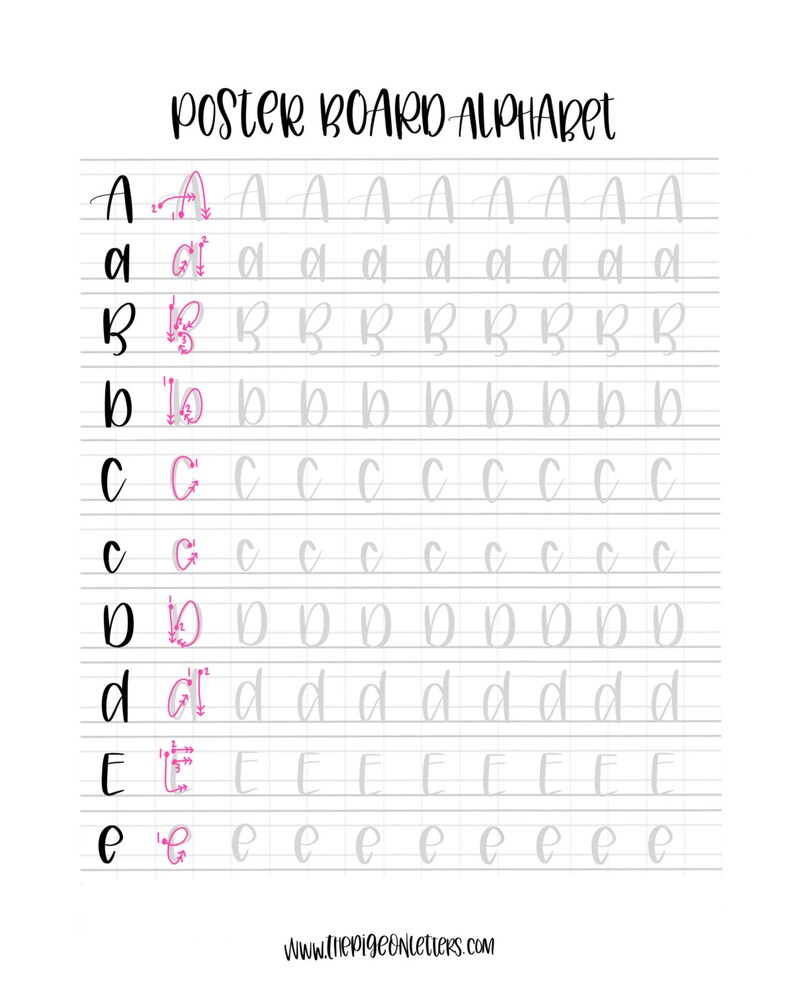 Hand Lettering Practice Sheets Posterboard Print Alphabet - Etsy