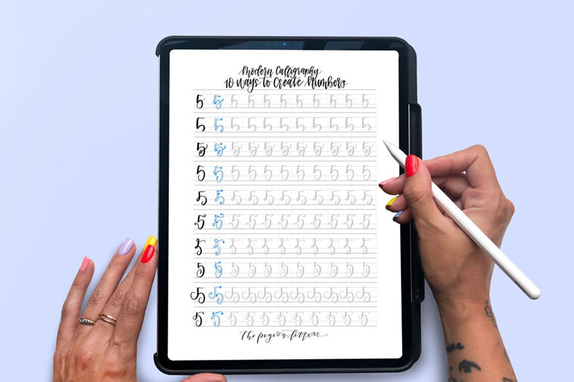 Modern Calligraphy Practice Sheets 10 Ways to Create Numbers - Etsy