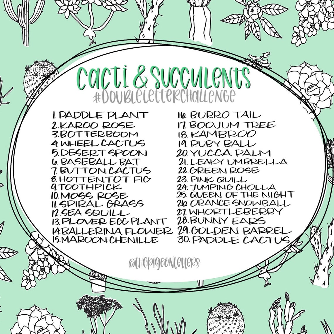 Hand Lettering Practice Sheets DOUBLE LETTER Words Cacti & | Etsy