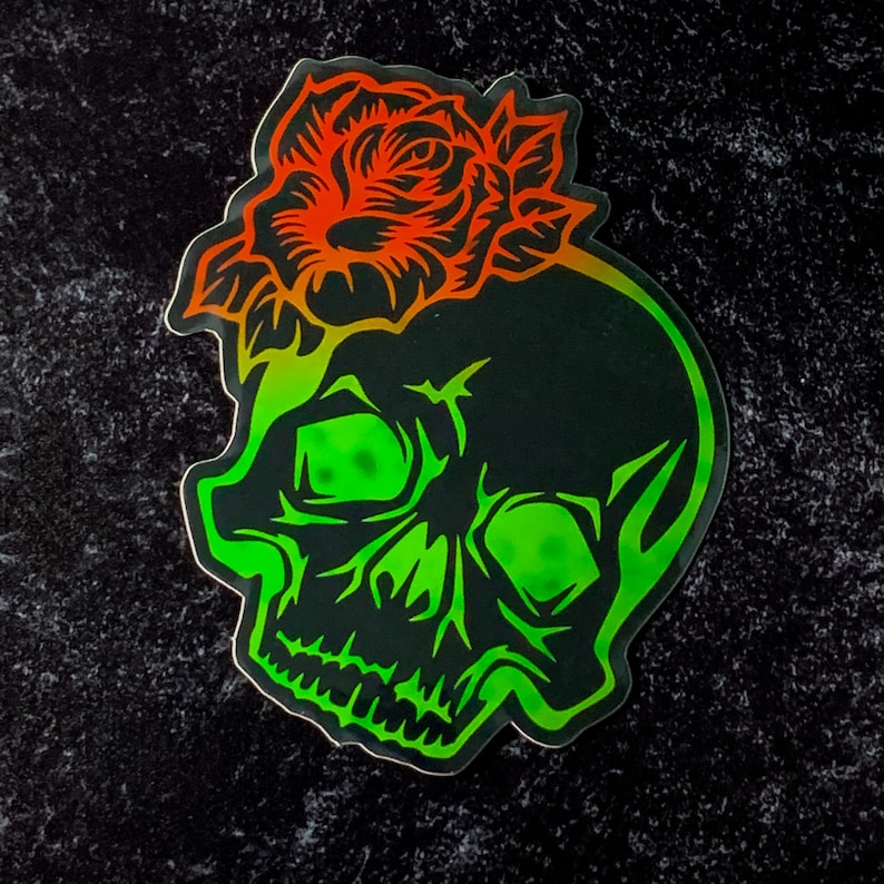 Skull and Rose Waterproof Sticker | Etsy