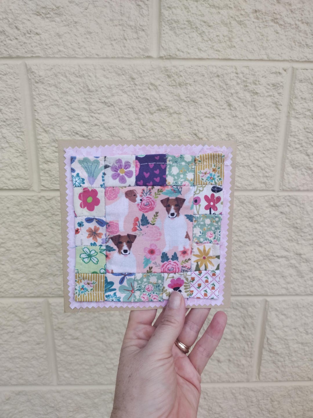 English Paper Pieced Patchwork Jack Russell Greetings Card - Etsy
