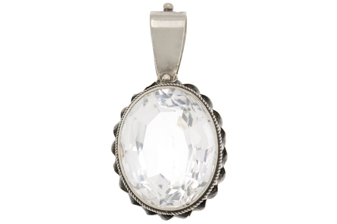 Antique Silver Rock Crystal Pendant 20.00ct - Etsy UK