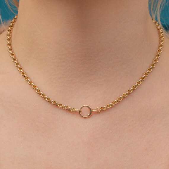 15" 9ct Gold Belcher Chain with Large Antique Bolt-Ri… - Gem