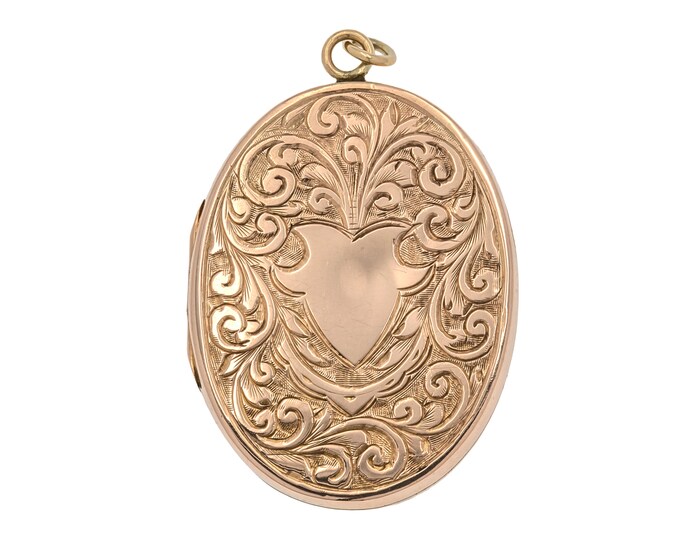 Edwardian 9ct Gold Oval Engraved Locket - Etsy