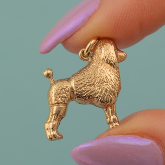 9ct Gold Poodle Dog Charm - Gem