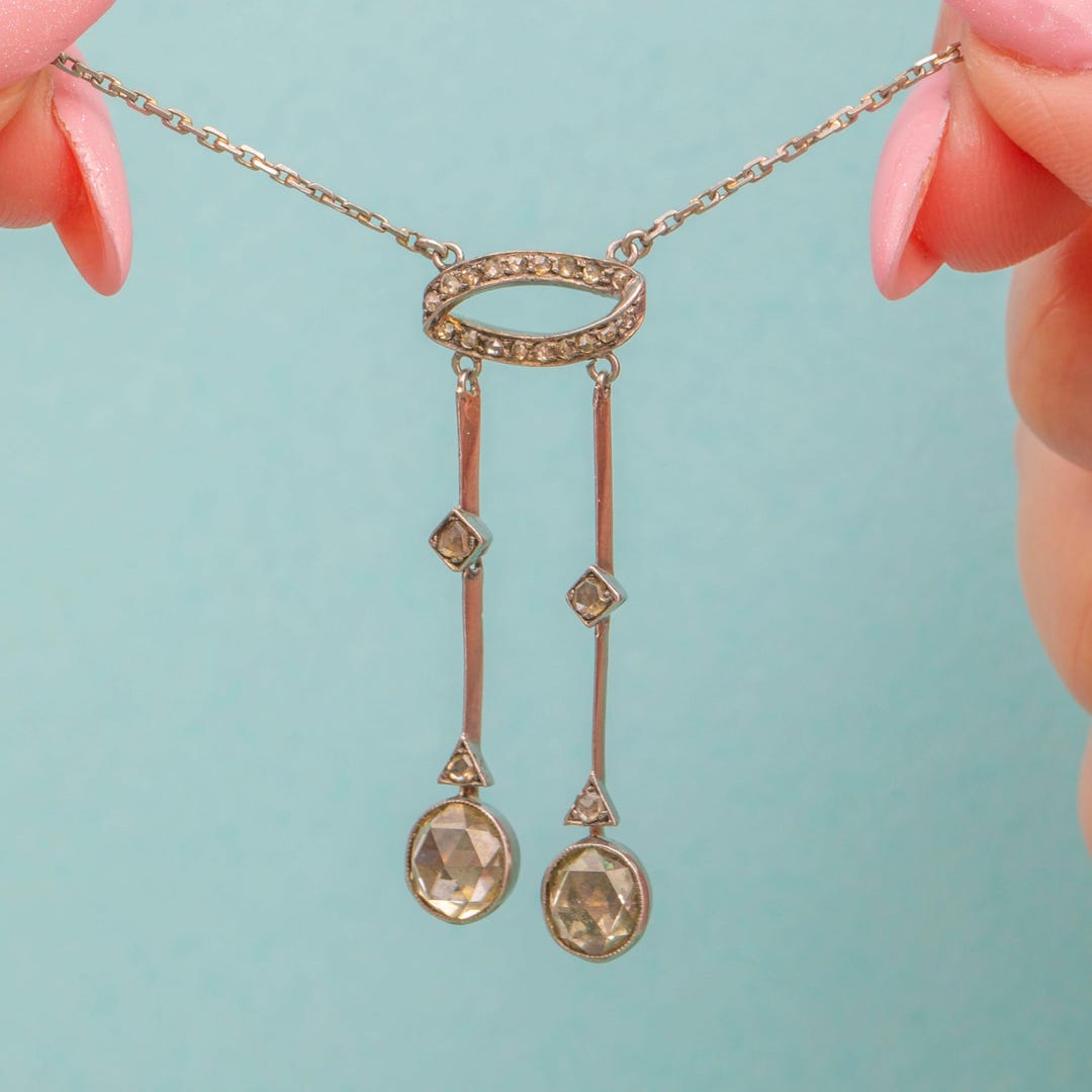 Edwardian Platinum Diamond Negligee Drop Necklace, 1.40ct - Etsy