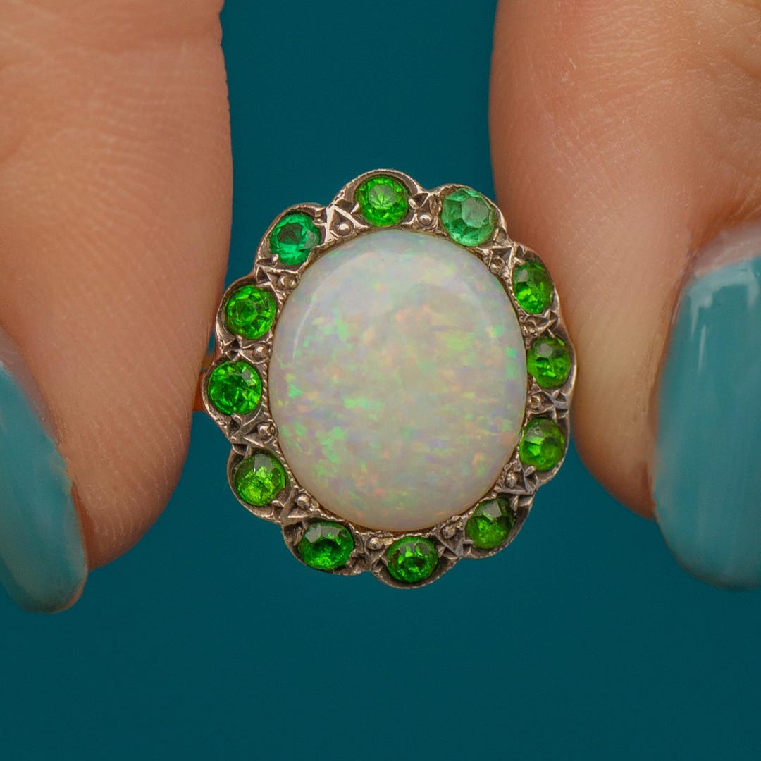 Antique 9ct Gold Opal & Paste Cluster Ring, 1.80ct - Etsy