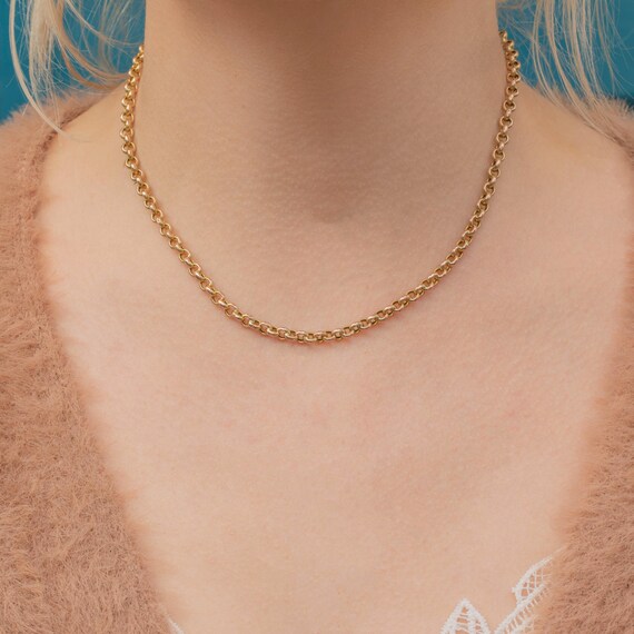 15" 9ct Gold Belcher Chain with Large Antique Bolt-Ri… - Gem