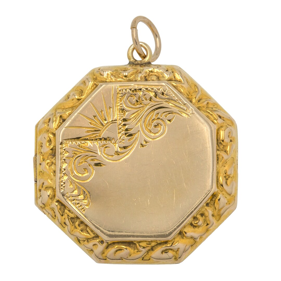 Antique 9ct Gold Repousse Hexagonal Locket - Etsy