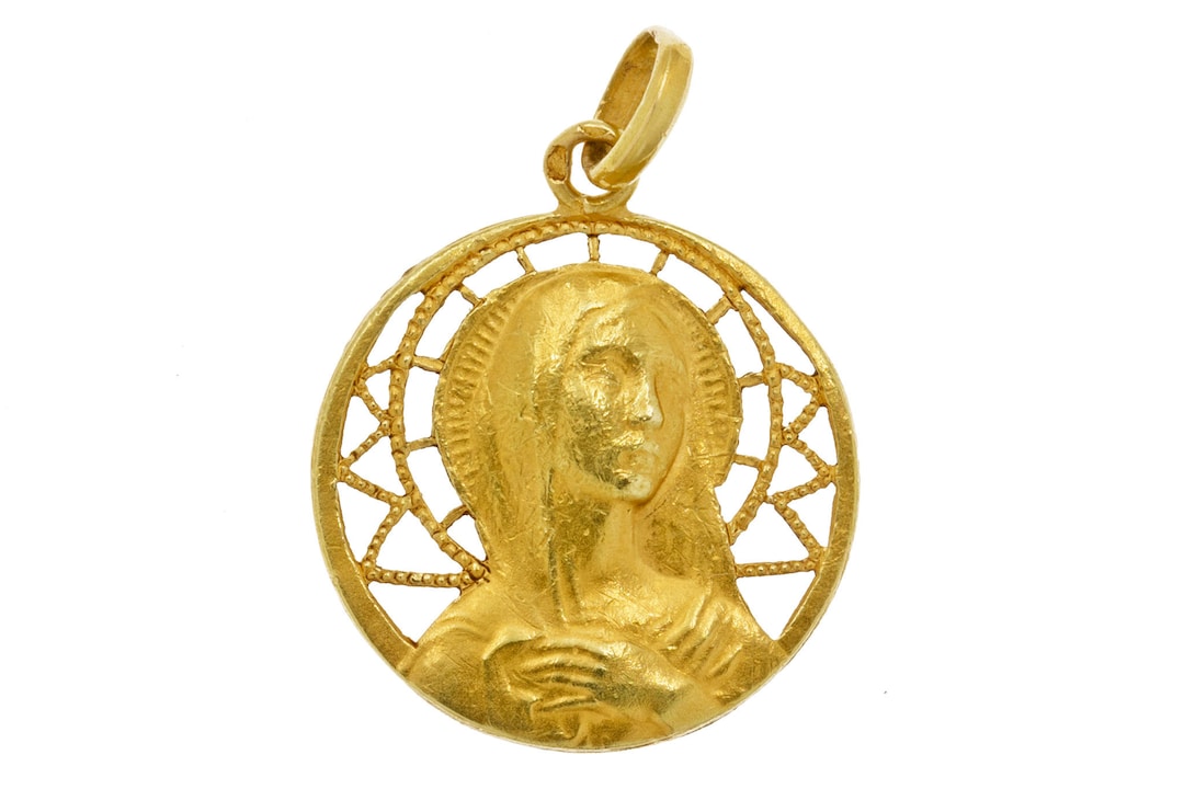 Antique French 18ct Gold Madonna Pendant - Etsy