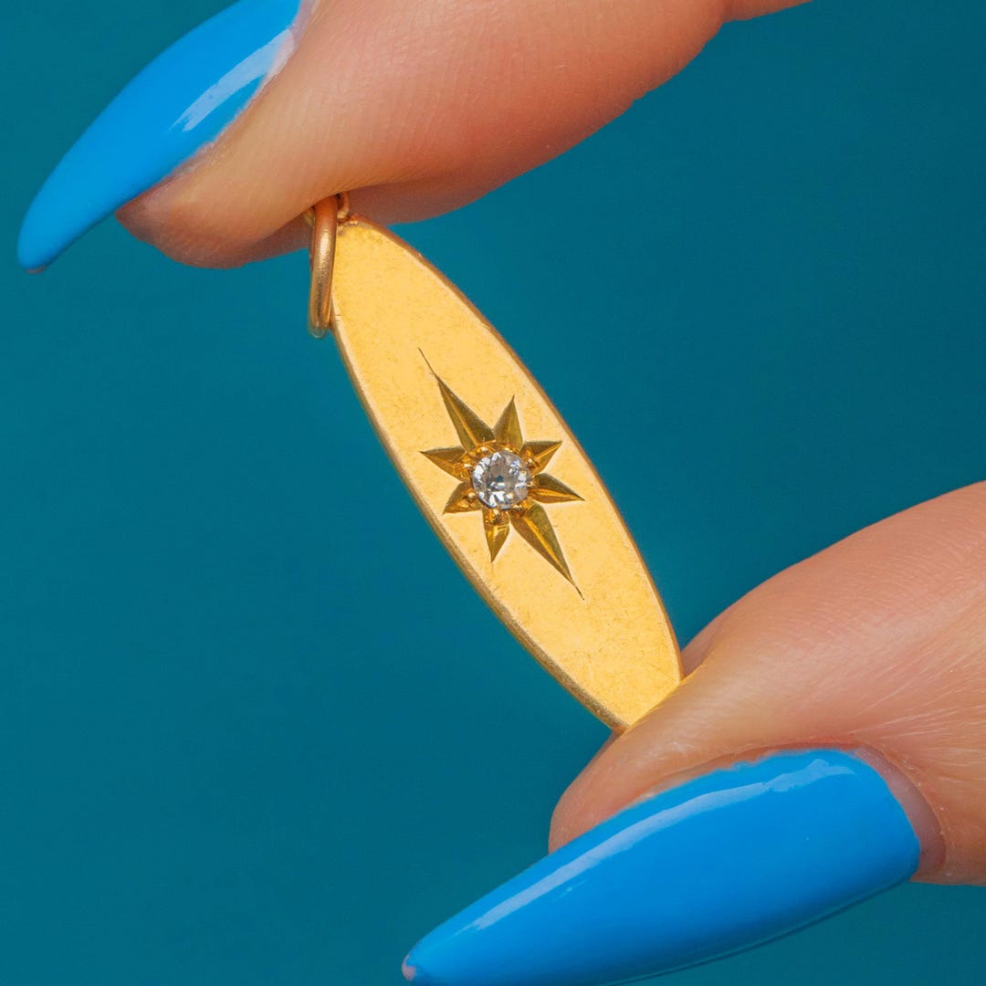 Antique 18ct Gold Diamond Star-set Pendant - Etsy
