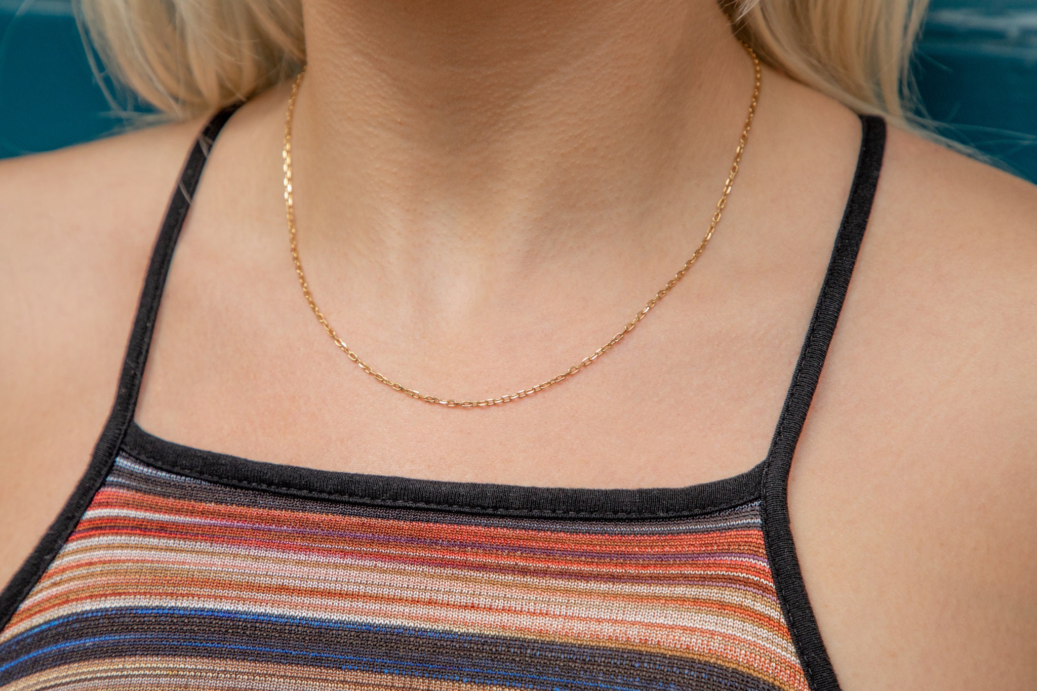 17 18ct Gold Skinny Chain 4g | Etsy