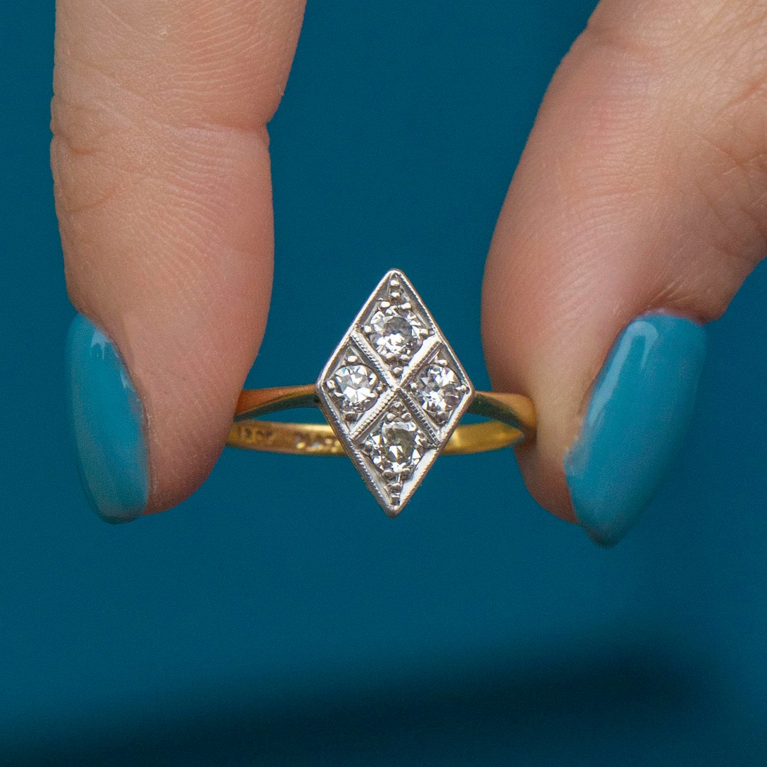 Art Deco 18ct Gold Diamond Lozenge Ring, 0.40ct - Etsy