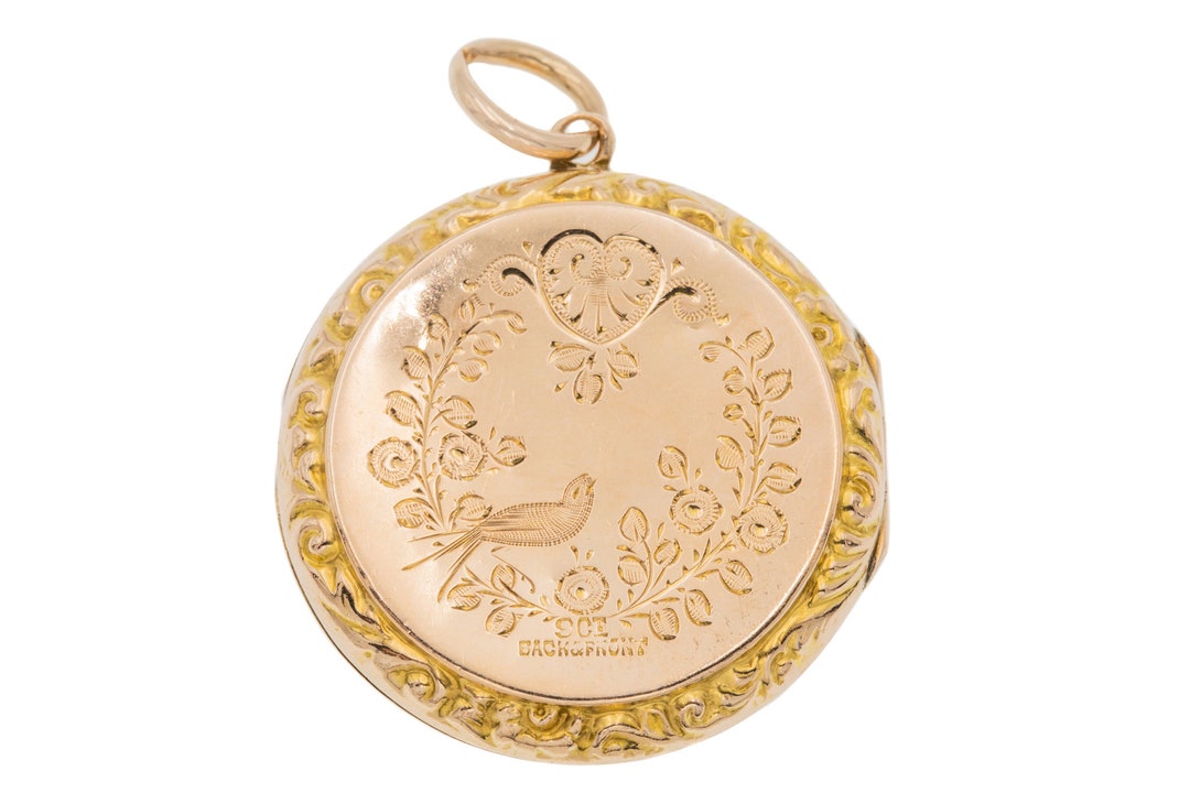 Round 9ct Gold bird in Flight Locket - Etsy