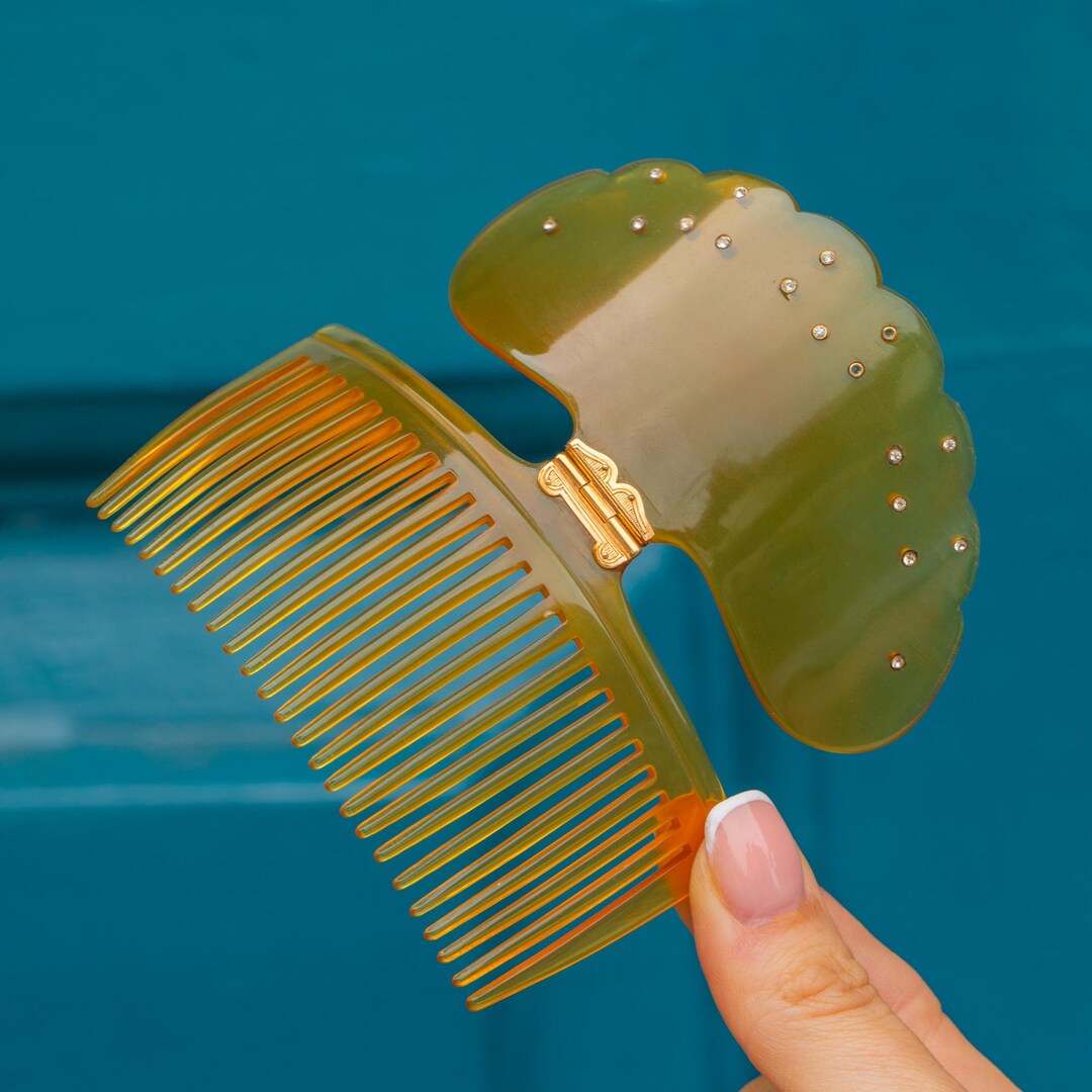 Antique Scallop Edge Hair Comb With Paste Stars - Etsy