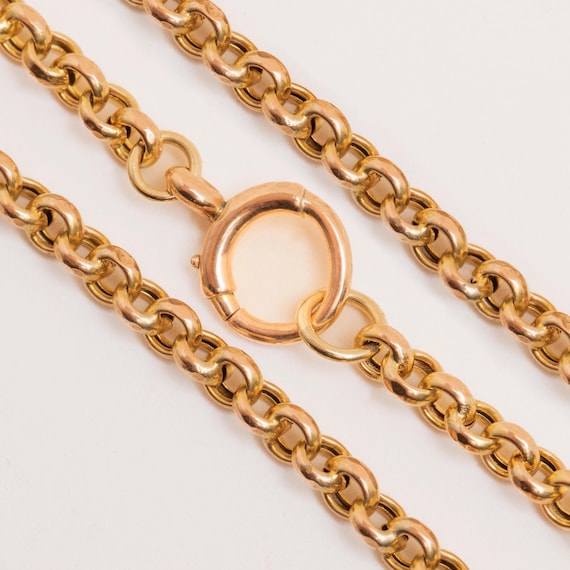 15" 9ct Gold Belcher Chain with Large Antique Bolt-Ri… - Gem