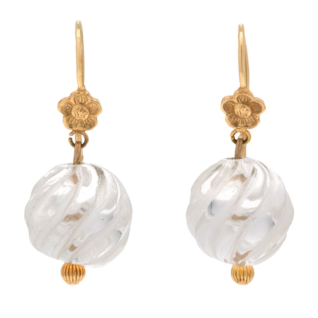 Antique 9ct Gold Rock Crystal Twist Drop Earrings 8.00ct - Etsy