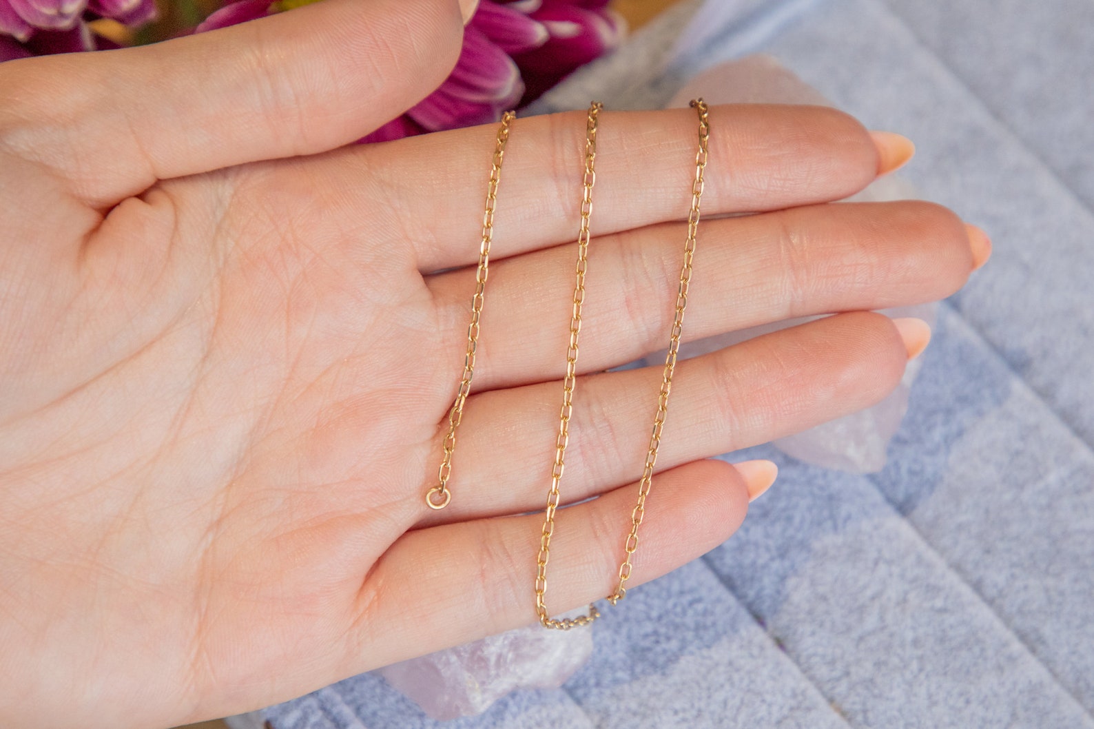 17 18ct Gold Skinny Chain 4g | Etsy