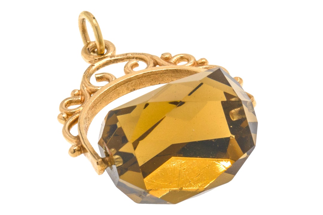 9ct Gold Smokey Quartz Spinner Fob - Etsy