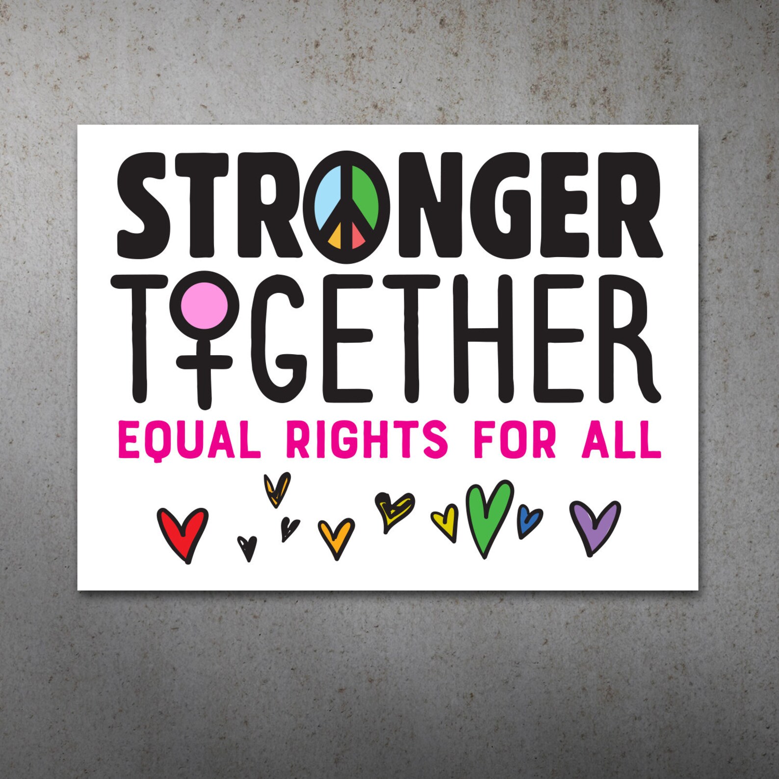 Stronger Together PRINTABLE Protest Poster Women's March, Equal Rights ...