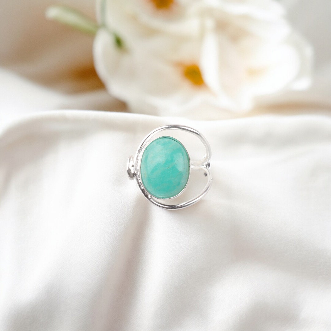 Amazonite Ring 925 Sterling Silver Ring Amazonite Genuine Gemstone ...