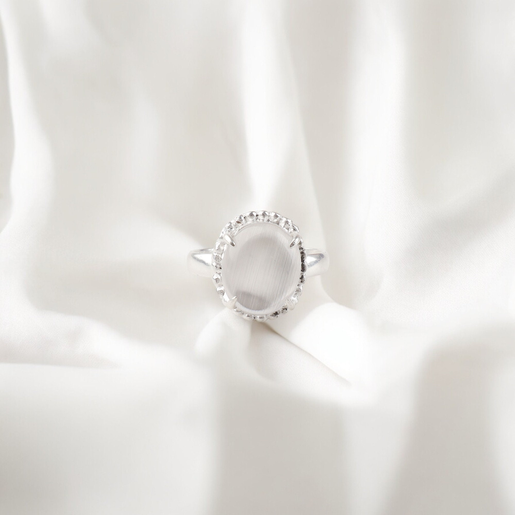 White Selenite Ring 925 Sterling Silver Ring Selenite Genuine Gemstone ...