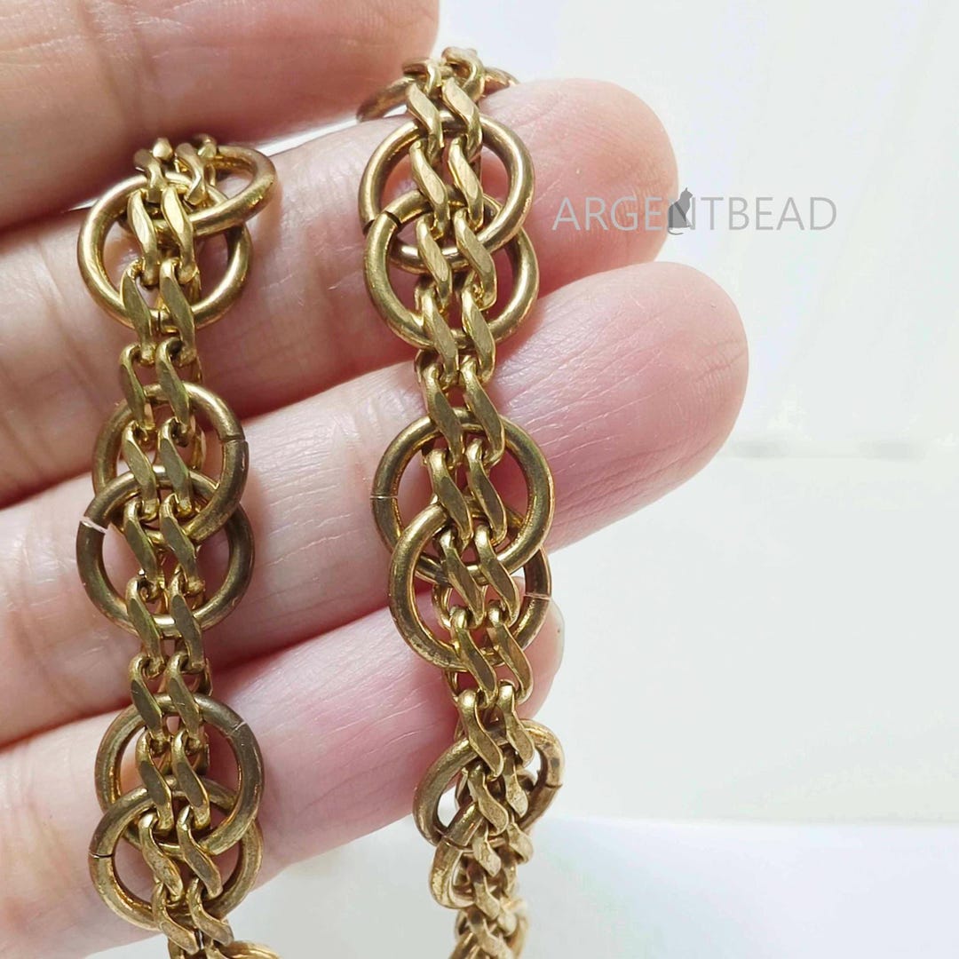 0.5 Meter of Brass Vintage Flat Curb Chain, Twisted Chains, Flat Woven ...