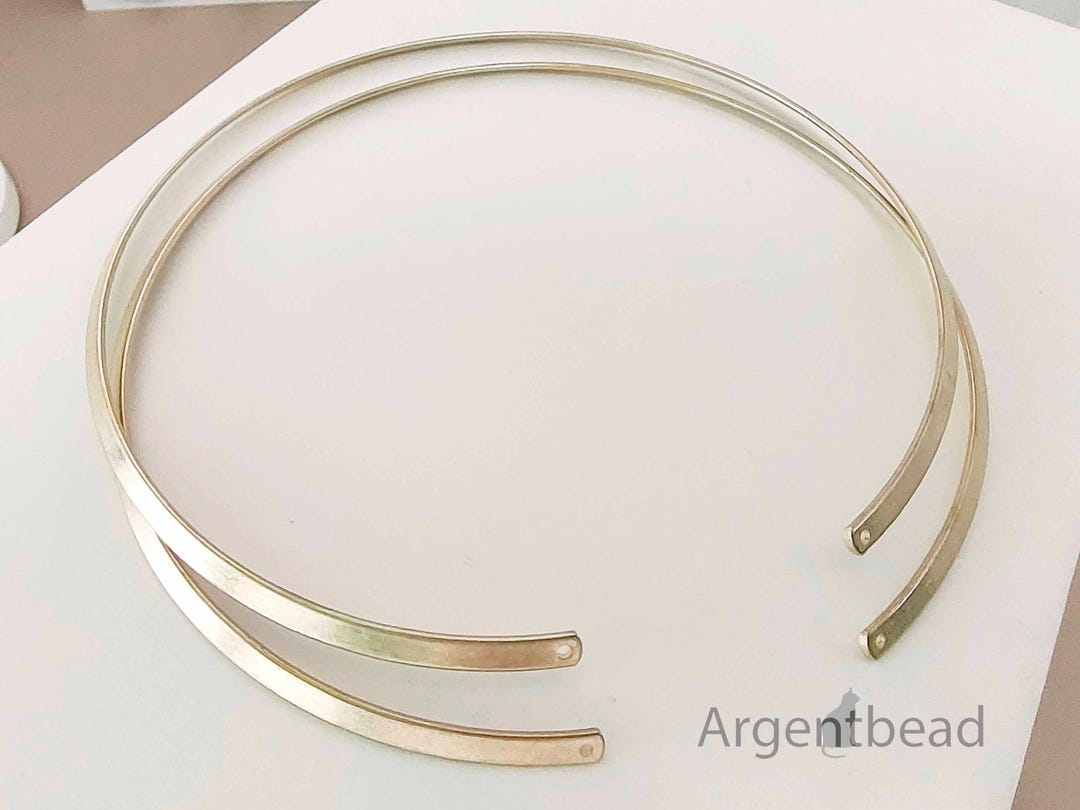 Adjustable Raw Brass Flat Wire Choker 12cm, Minimalist Collar Necklace ...