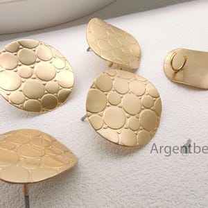 4 Pcs 22mm Matt Gold Plated Round Earring Round Stud Metal Earrings ...