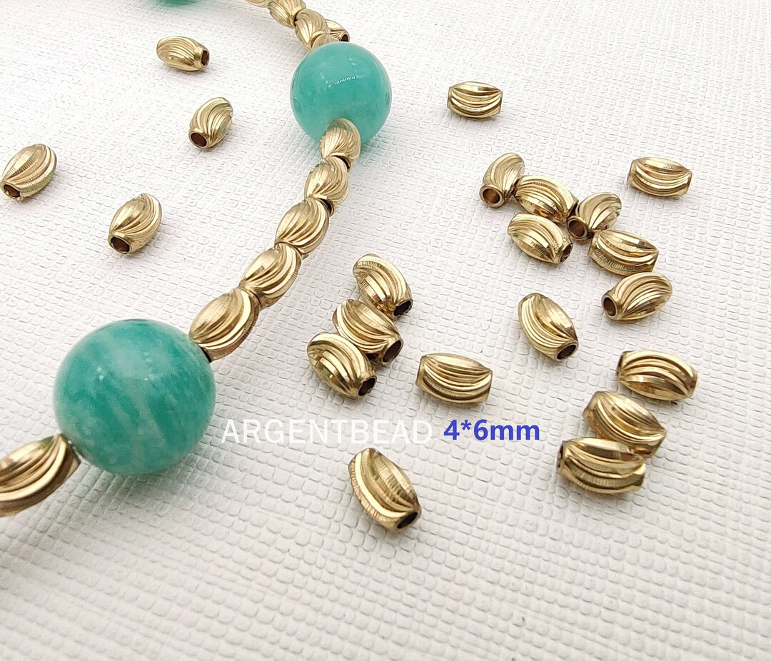 25pcs Raw Brass Corrugated Oval Spacer Beads : 4x6mm Wholesale Jewelry ...