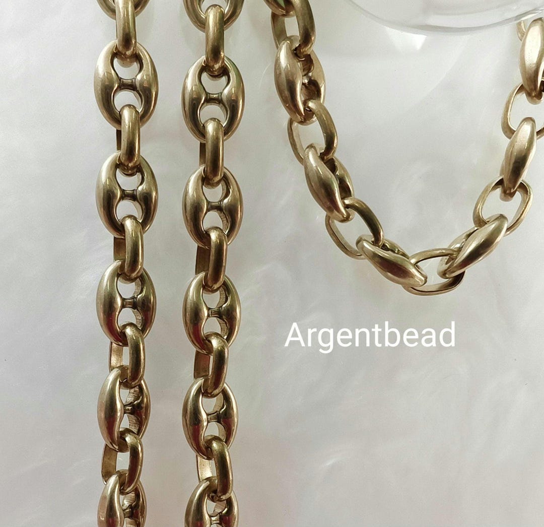 0.5 M Vintage Brass Solid Brass Chains, Raw Brass Bar Chain, 8mm Oval ...