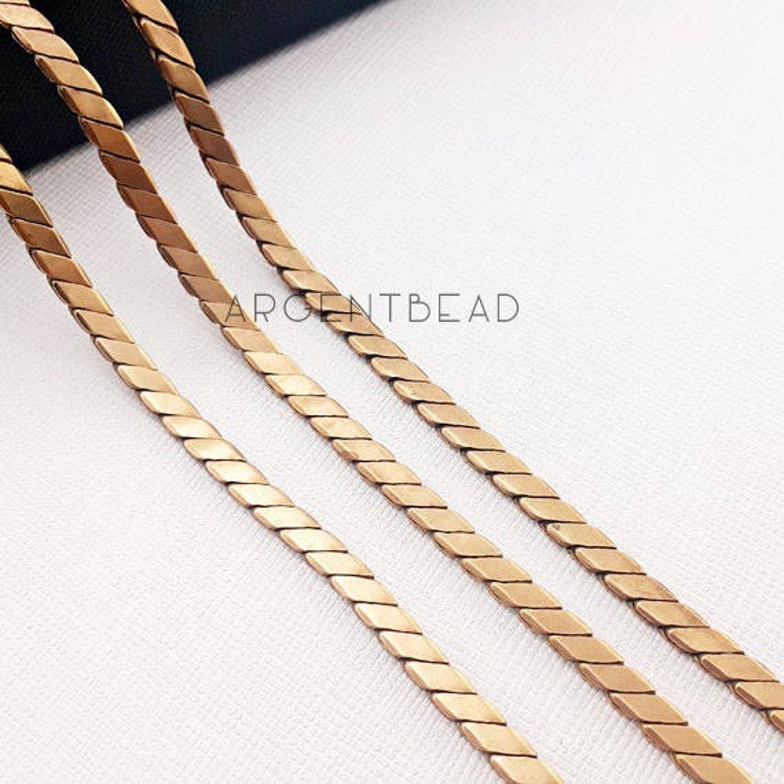 1metre 5mm Brass Snake Chain Necklace Flat Snake Chain Raw - Etsy