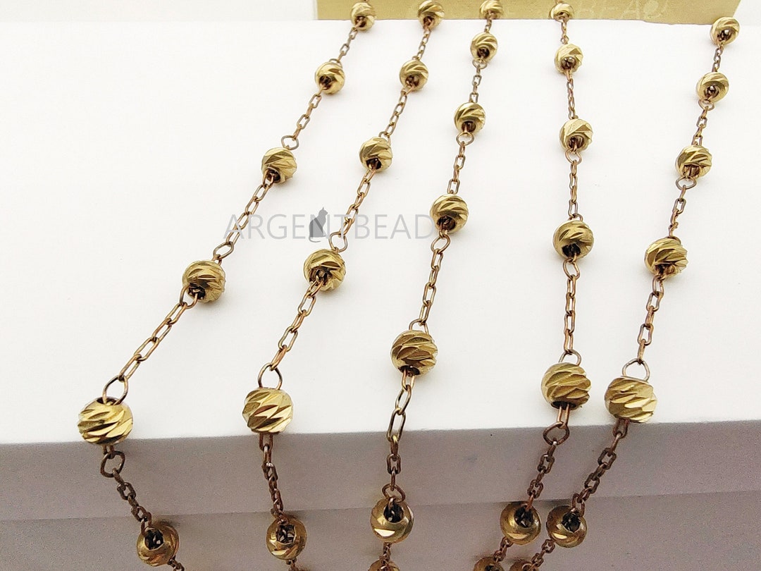 1m of Raw Brass Ball Chains, Satellite Bead Chain, 4mm Soldered Chain ...