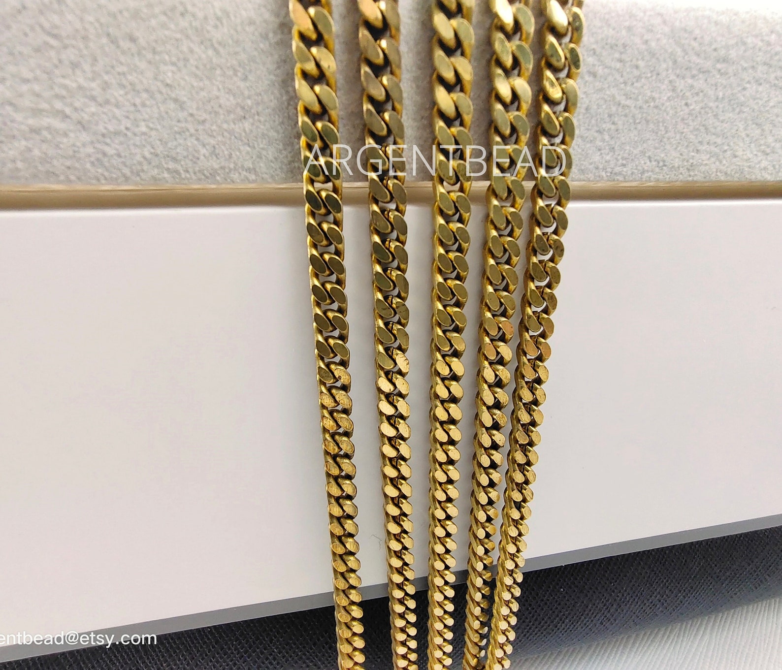 1m Best Flat Curb Cuban Link Chain 4mm Brass Cuban Link - Etsy
