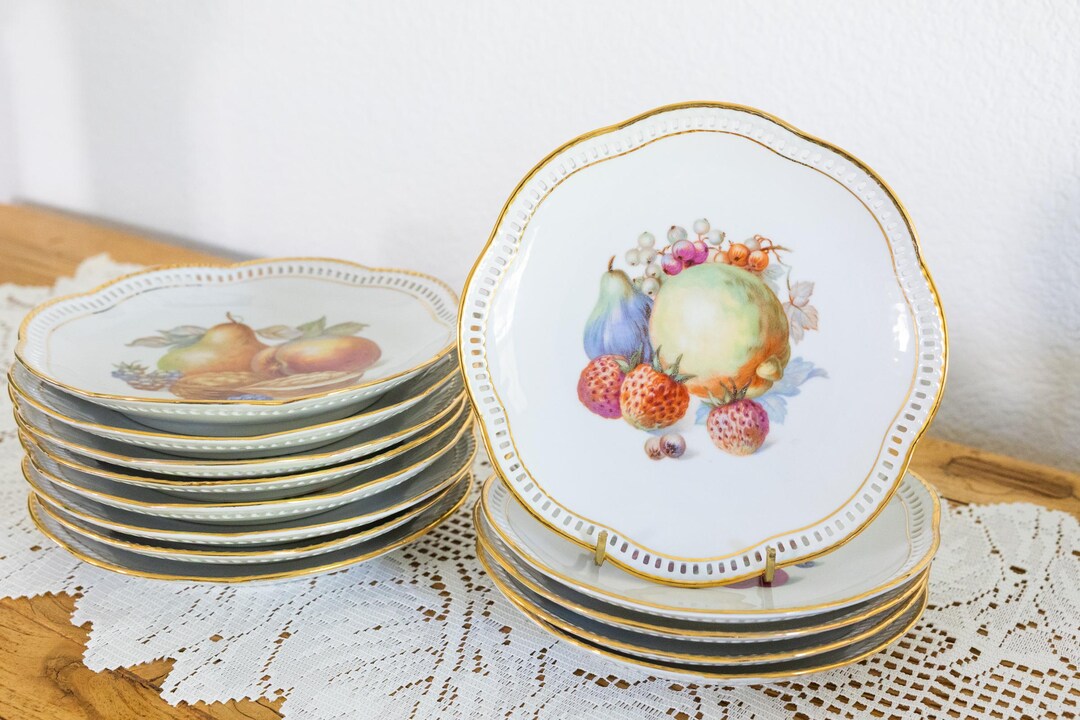 GERMAN FRUITS Dinnerware Set | Vintage Dishware | Dinner & Dessert ...