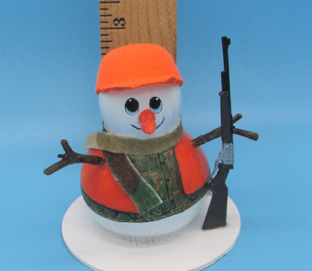 Hunter Snowman Painted Gourd Wearing an Orange Vest - Etsy